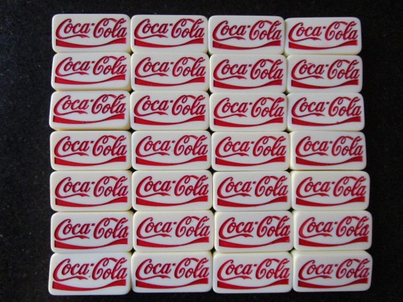 Double Six Coca Cola 28 Dominoes Tiles W/metal Pin Center Spinning Coke ...