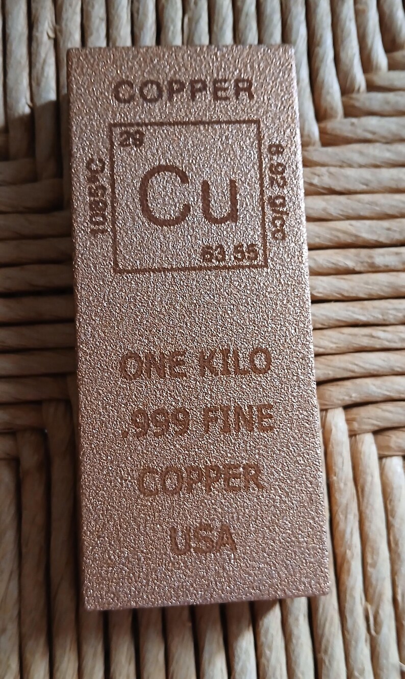 One 1 Kilo 2.2lb 35 Oz Pure .999 Fine Copper Bar Ingot Bullion Made in ...