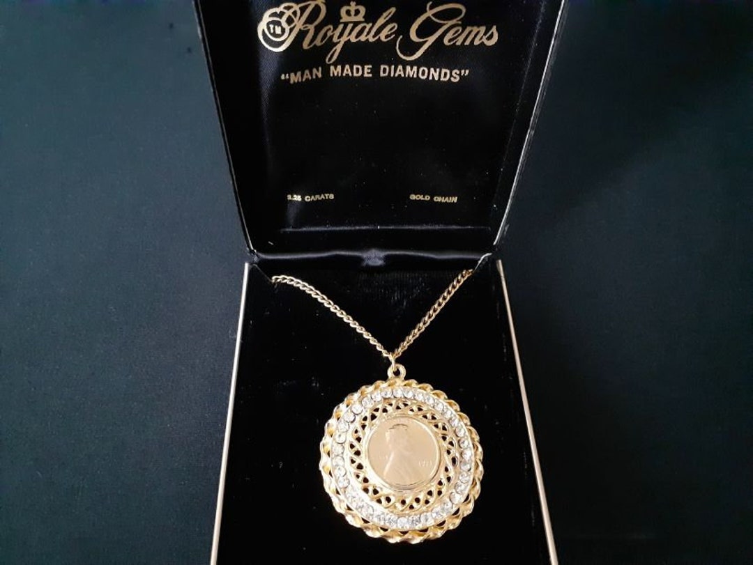 1971 Abraham Lincoln One-cent Penny Gold Plated Coin Pendant Man Made ...