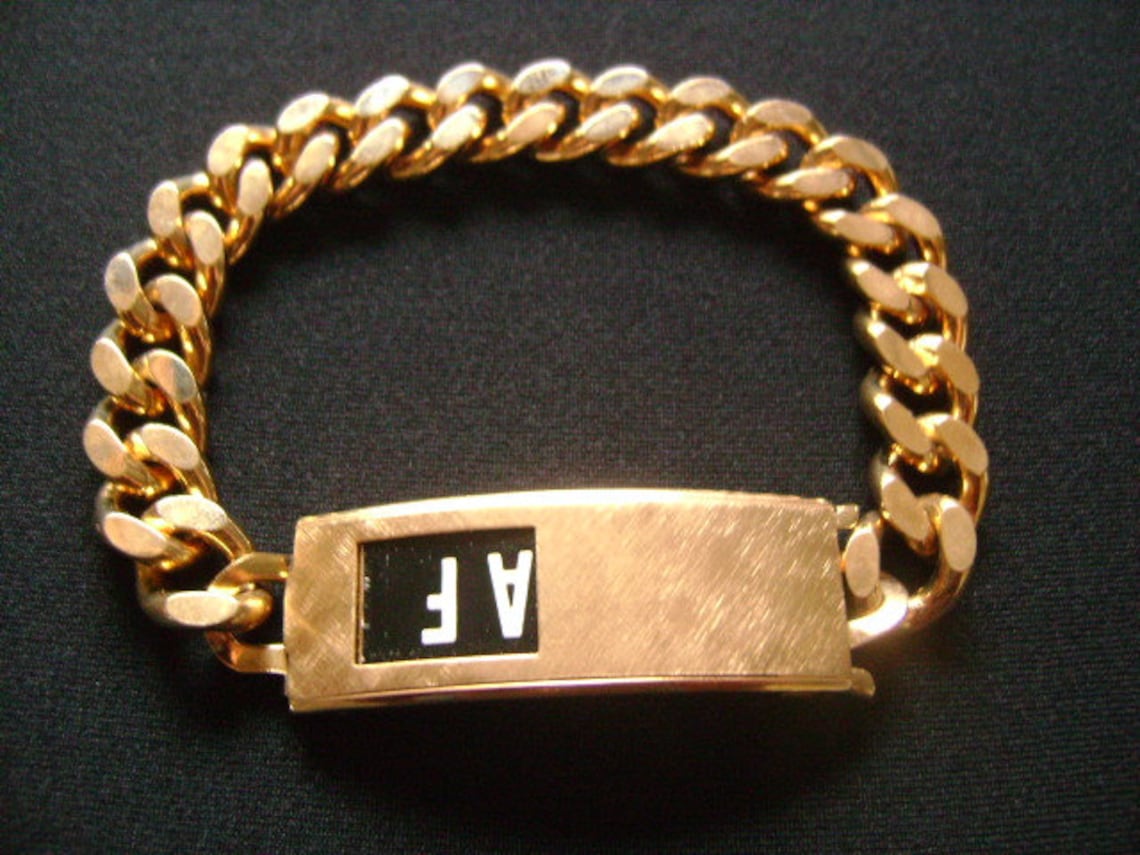 Handsome ANSON Made in USA Yellow Gold Plated Hide-away ID Bar | Etsy