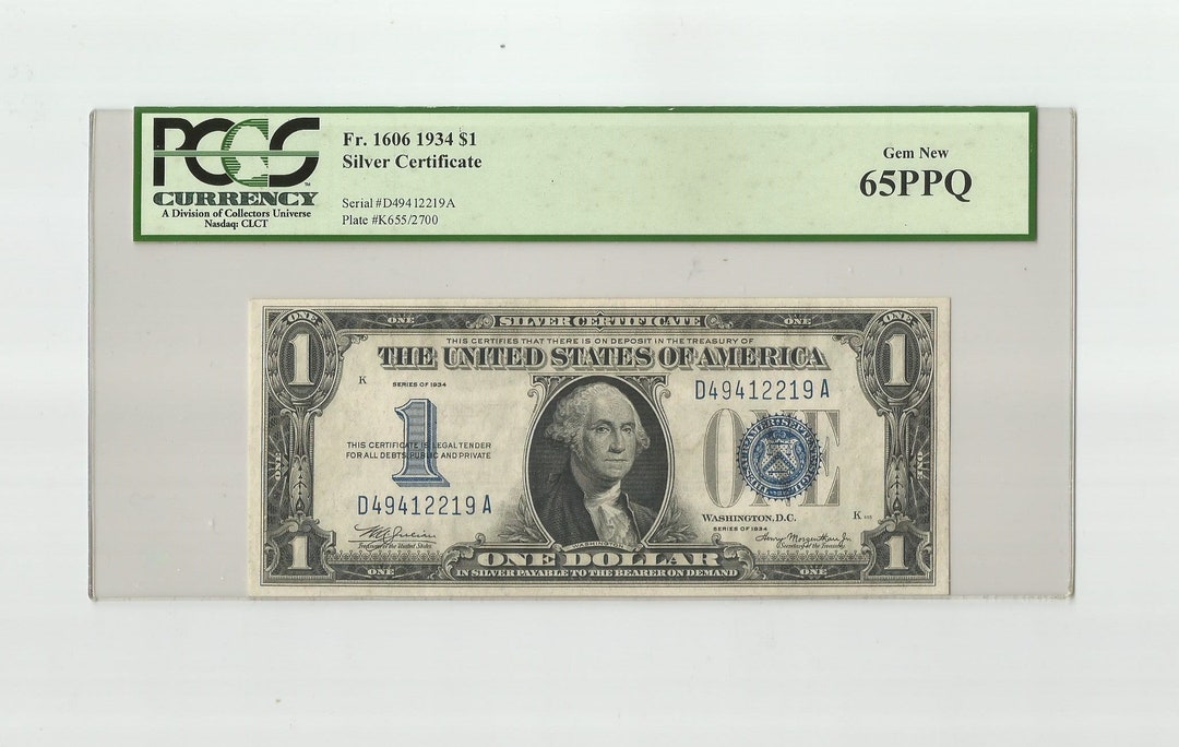 1934 One Dollar Bill Silver Certificate FUNNY BACK George Washington Fr ...