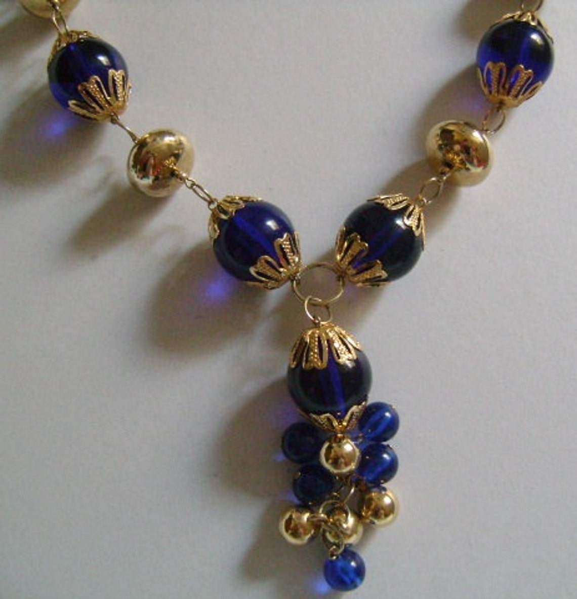 Lovely Gold Tone With Cobalt Blue Color Lucite/Glass Filigree | Etsy