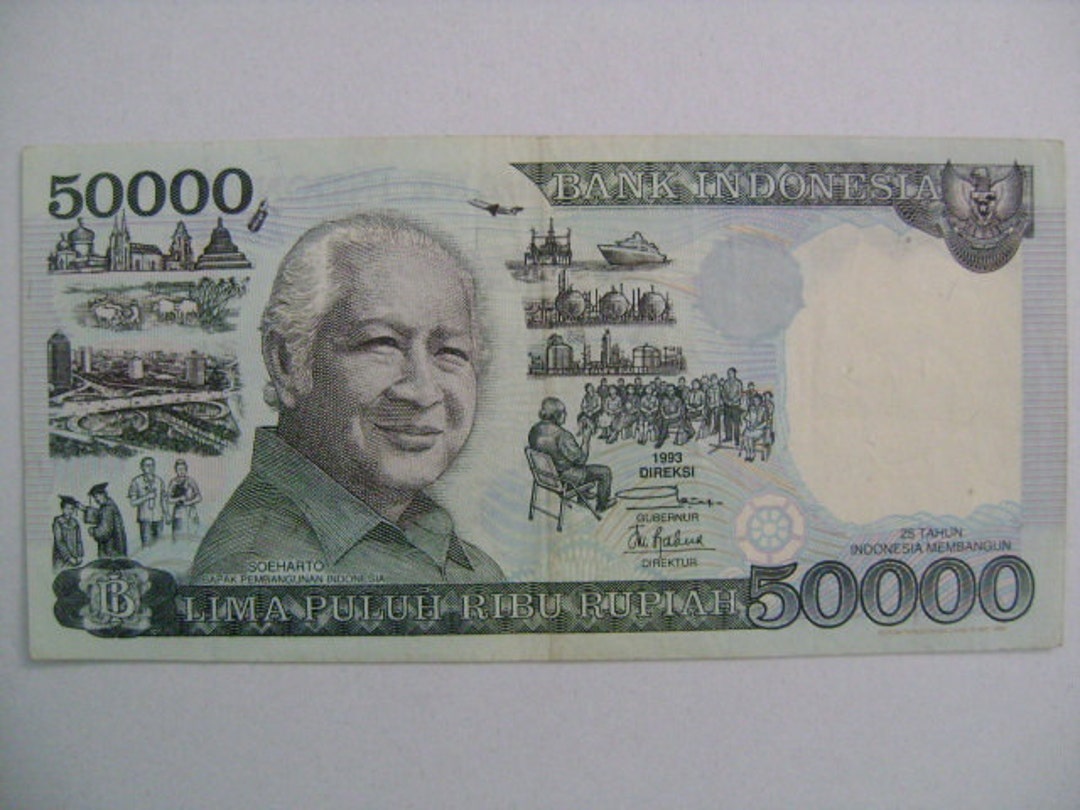 Indonesia 50000 Fifty Thousand Rupiah Paper Money Banknote With 1993 ...