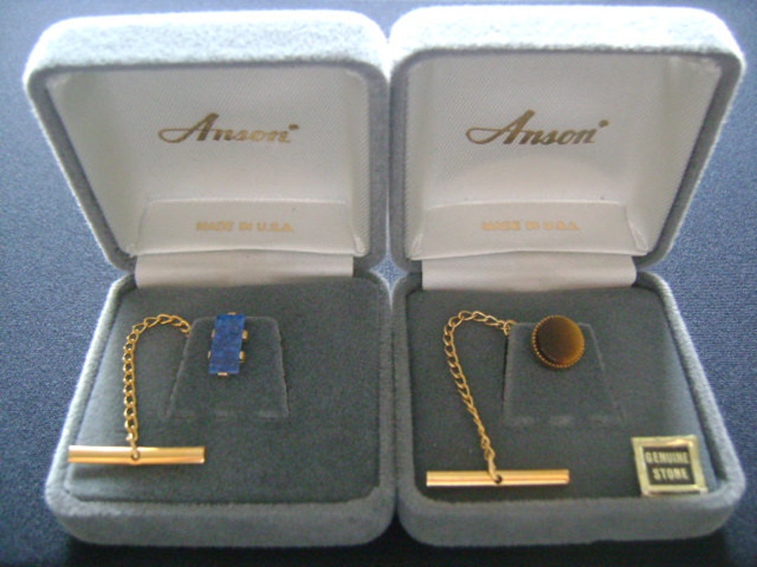 ANSON Men's Jewelry Accessories Lot 2 Tie Tacks Yellow Gold Plated W ...