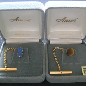 ANSON Men's Jewelry Accessories Lot 2 Tie Tacks Yellow Gold Plated W ...