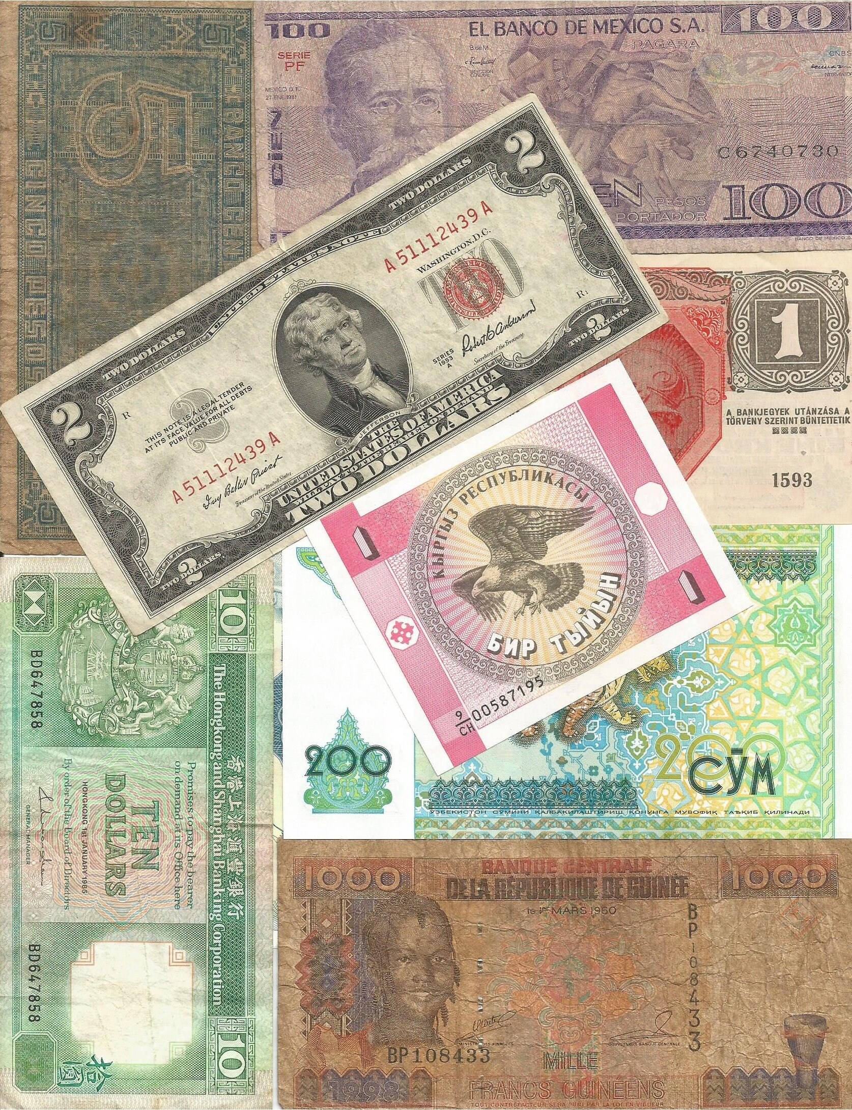 BANKNOTE COLLECTION Currency Paper Money Set 11 Total 1 US & | Etsy