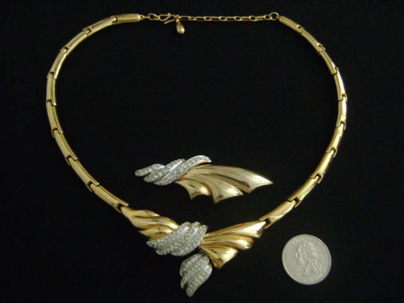 Lovely Vintage PISCITELLI Made in USA Two Tone Gold &silver With Pave ...