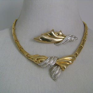 Lovely Vintage PISCITELLI Made in USA Two Tone Gold &silver With Pave ...