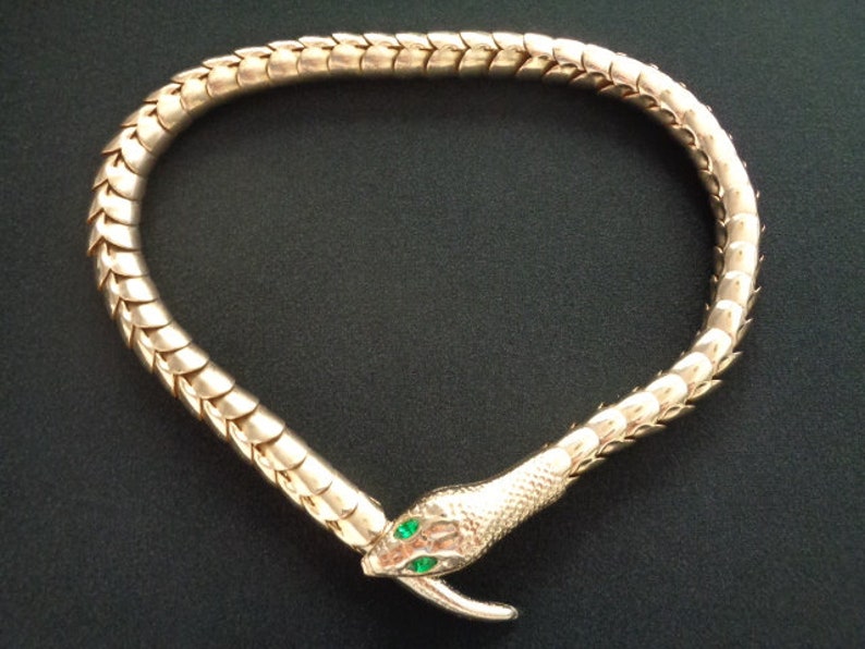 Striking Art Deco Gold Plated Articulated Scaled Snake Head | Etsy