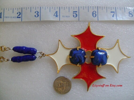 CASTLECLIFF Rich Cobalt Royal Blue Cabochon Glass&Red… - Gem