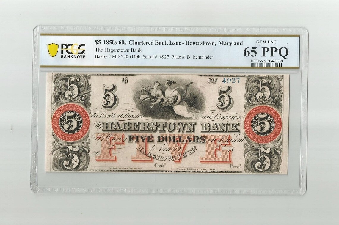 1800 Five 5 Dollar Bill Paper Money Obsolete Remainder Note - Etsy