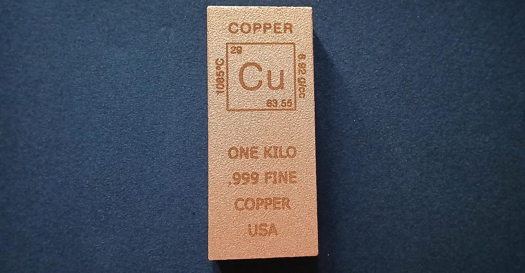 One 1 Kilo 2.2lb 35 Oz Pure .999 Fine Copper Bar Ingot Bullion Made in ...