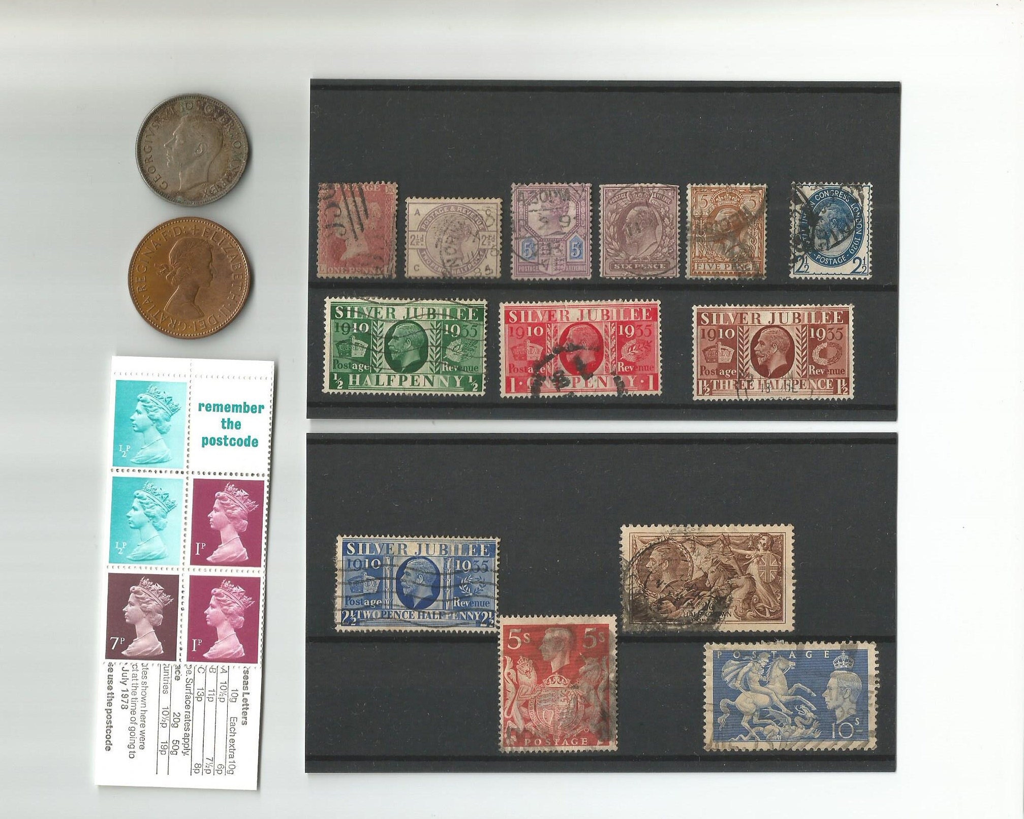 British Collectibles Lot W/ Coins and Stamps Including 2 Shilling Coin ...