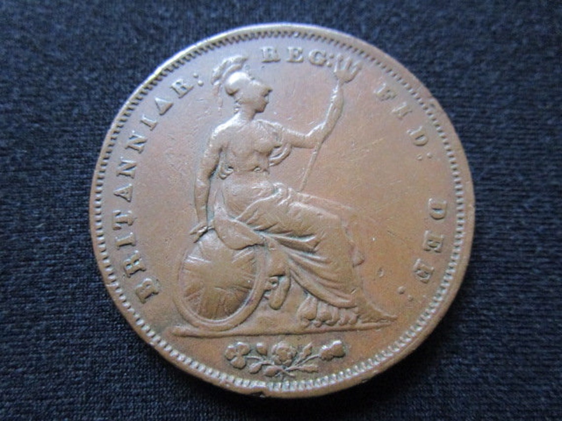 1853 British Large Penny One Cent Vintage Antique Penny Copper | Etsy