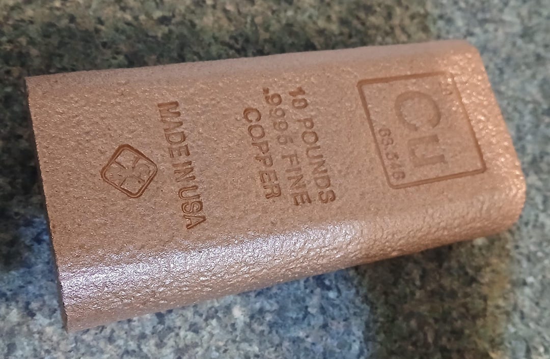 Heavy 10+ Pounds 4.7 Kilos 999.5 High-grade Fine Copper Bar Bullion ...