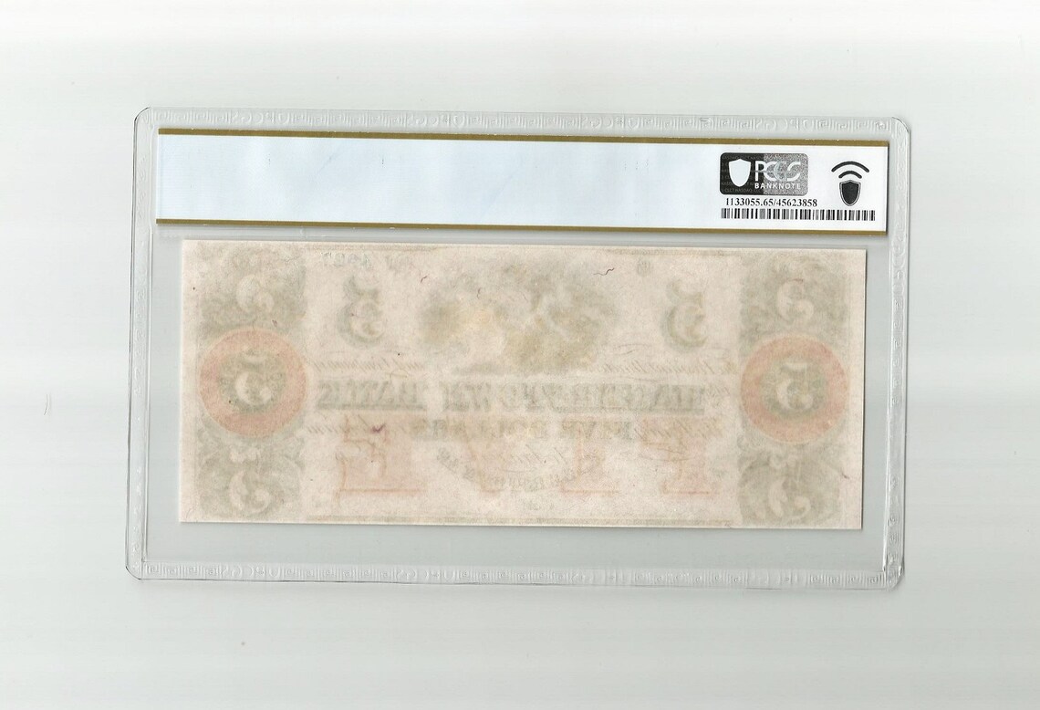 1800 Five 5 Dollar Bill Paper Money Obsolete Remainder Note Hagerstown ...