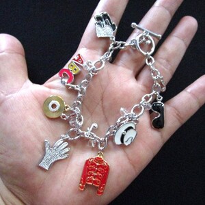 Michael Jackson the King of Pop Icon ABC Charm Bracelet Music Cd's Hat ...