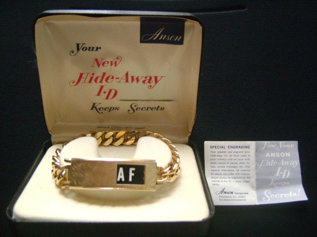 Handsome ANSON Made in USA Yellow Gold Plated Hide-away ID Bar ...