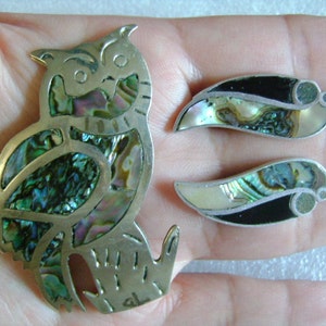 2pcs TAXCO Mexico 925 Mexican Sterling Silver With Abalone Shell Inlaid ...