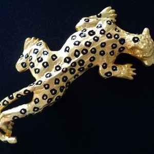 Striking Wild Animal Matte Finish Gold Tone Metal and Black Enamel ...