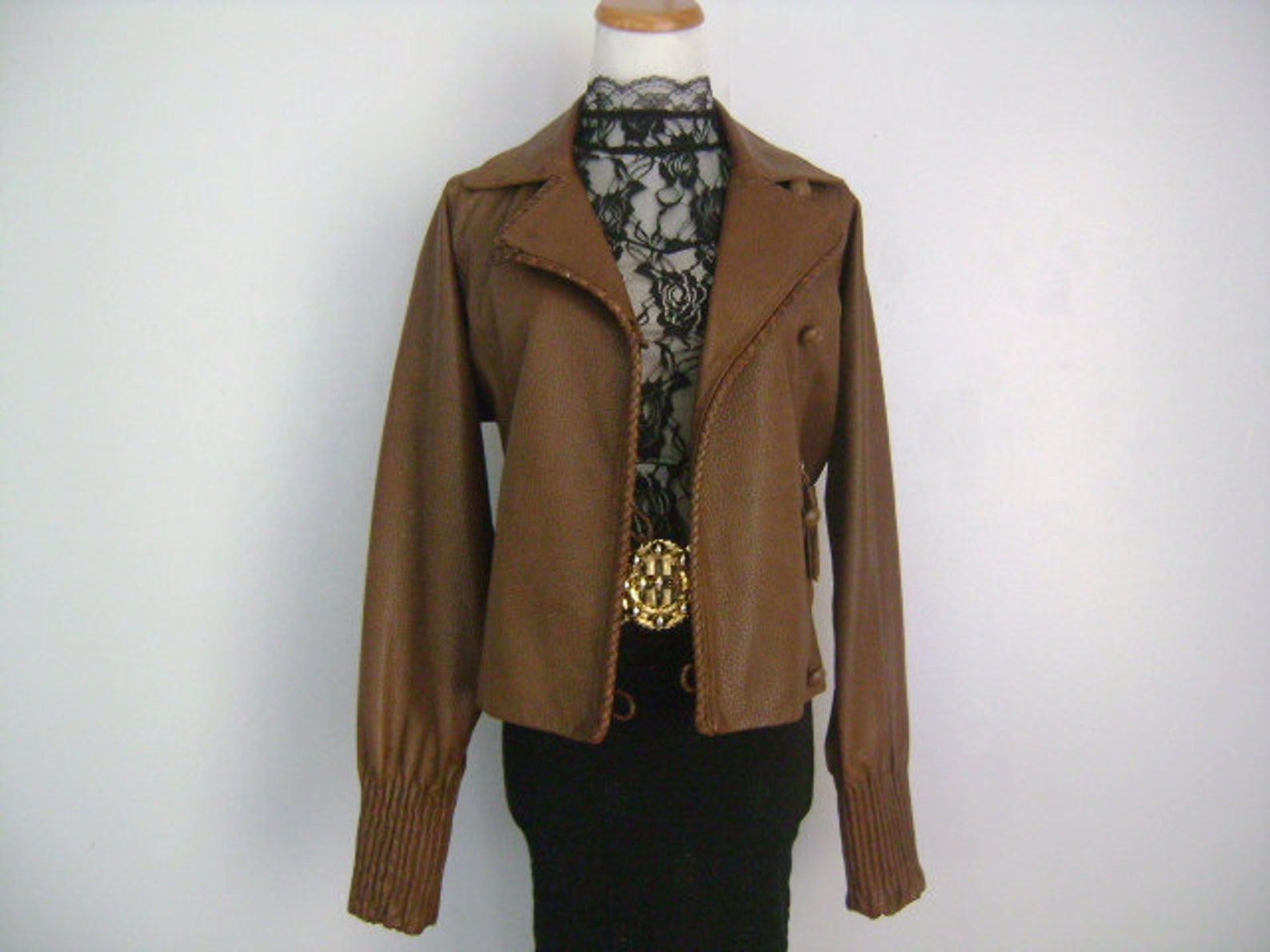 YSL Yves Saint Laurent Italy Brown Butter Soft Leather Rope Style Trim ...