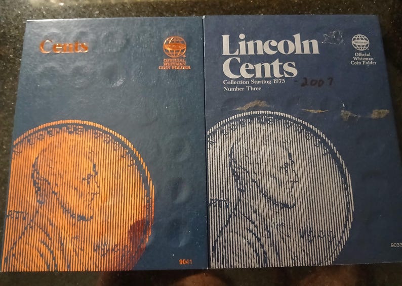 US Lincoln Pennies One Cent Penny Coins Collection in 2 Whitman Folders ...