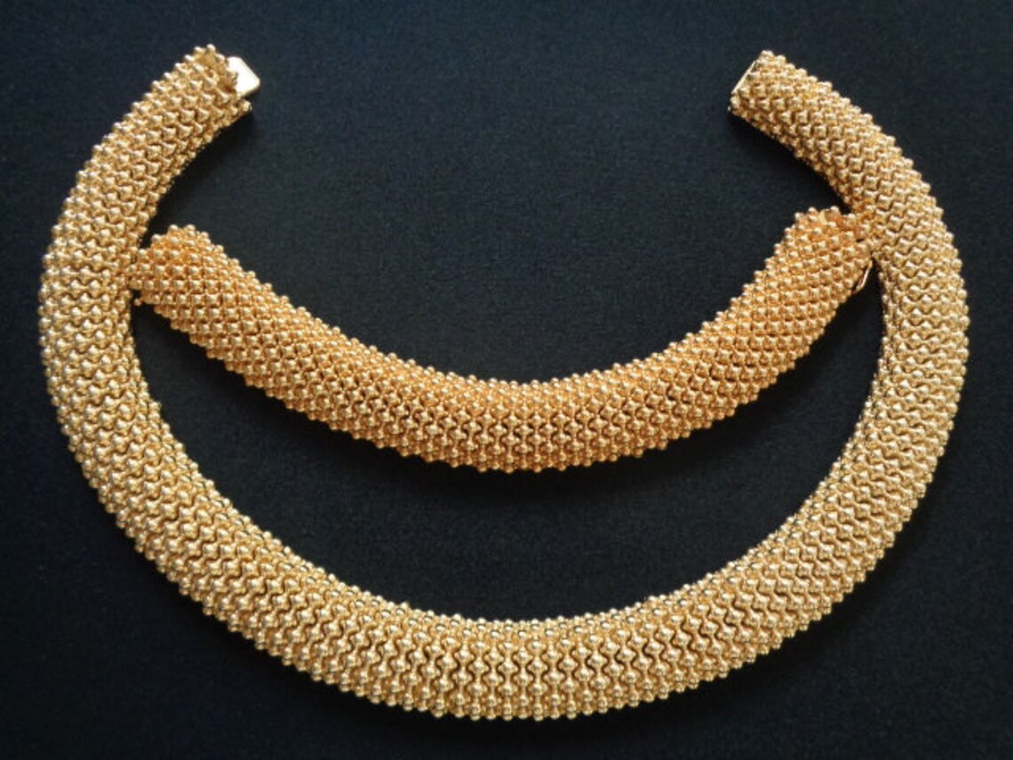 Haute Couture CINER Jewelry Yellow Gold Plated Caviar Bubble | Etsy