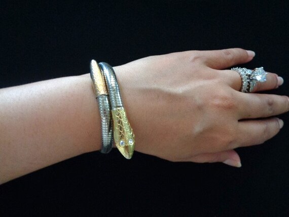 Beautiful Silver &Gold Tone Metal Omega Chain Serpent… - Gem