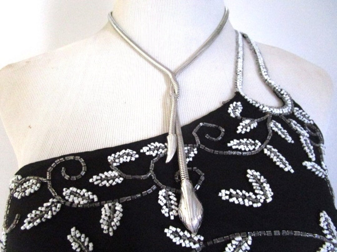 Lovely Vintage Forstner Silver Plated Metal Chain W/ Dangle Charm Snake ...