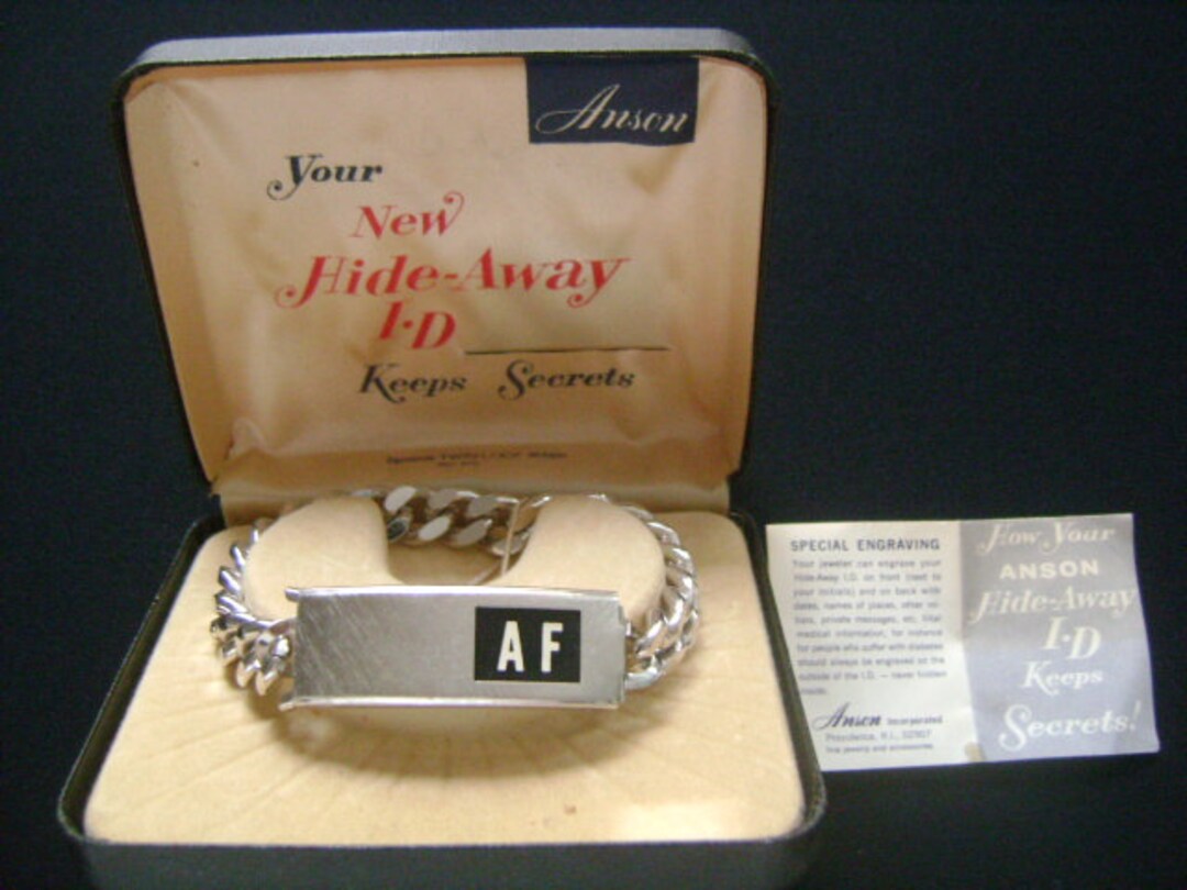 Awesome ANSON Made in USA Silver Plated Hide-away ID Bar Identification ...