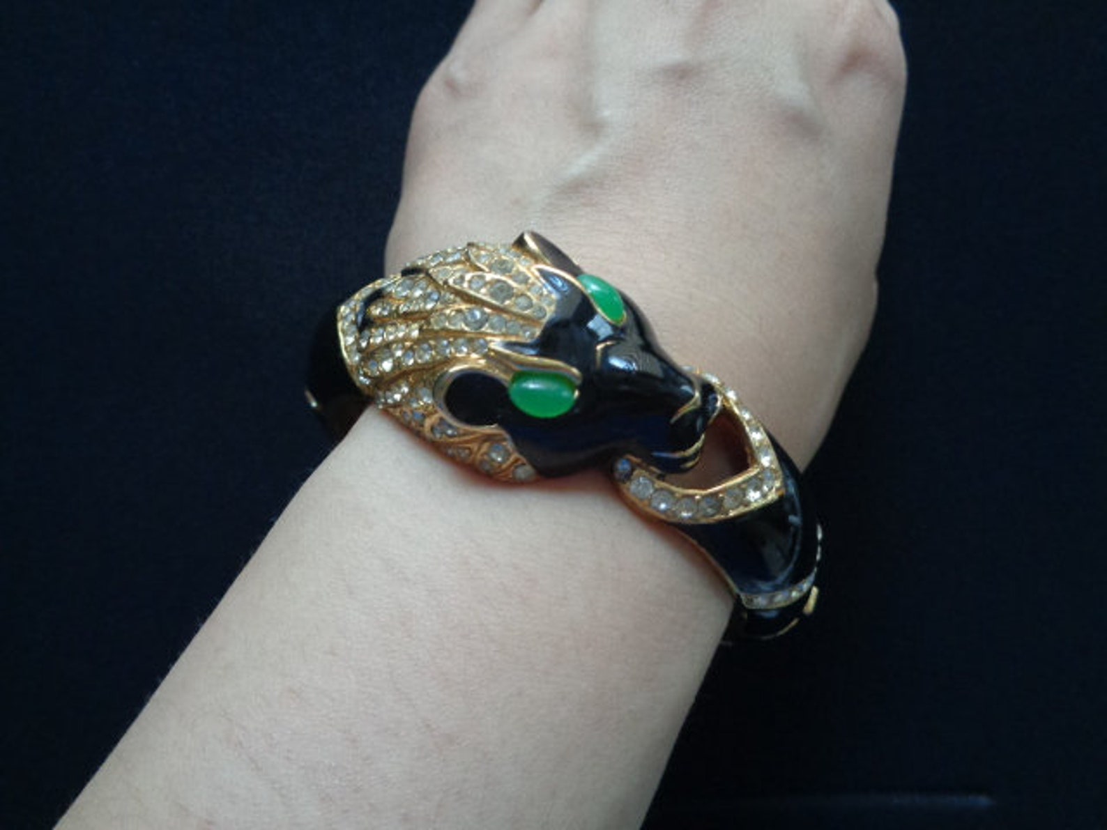 CINER Jewelry Yellow Gold Plated Black Enamel & Pave Diamante Accents ...