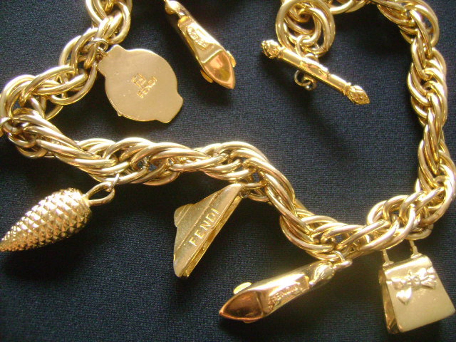 Fabulous FENDI Italy Fashionista Charms Necklace Gold Tone - Etsy