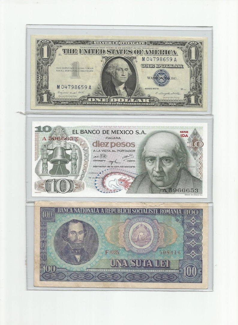 Five Banknote Collection Including US Series 1957 Dollar Bill - Etsy