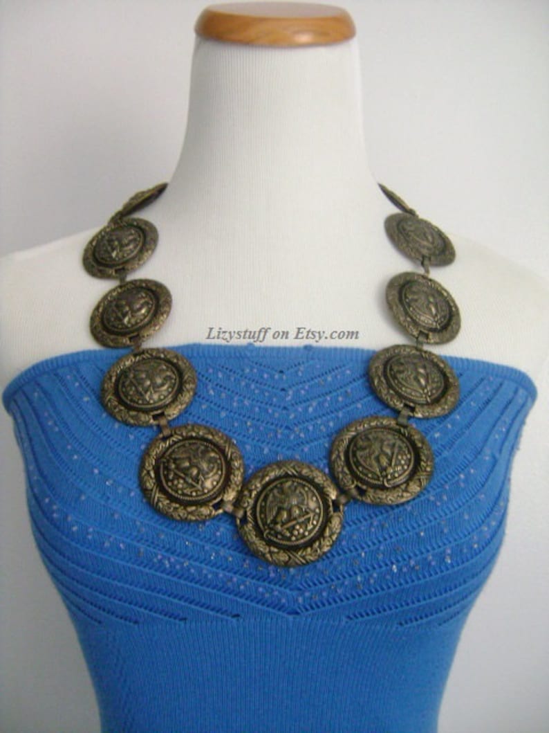 E Made in Spain Escada Antique Brass or Bronze Heavy Medallion Eagle ...