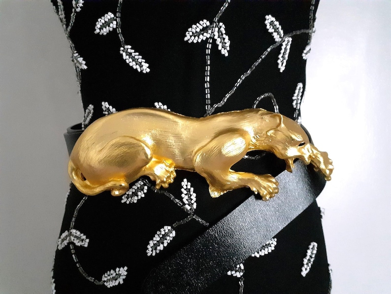 Wild Animal Textured Gold Tone Metal Large Panther Cougar Puma - Etsy
