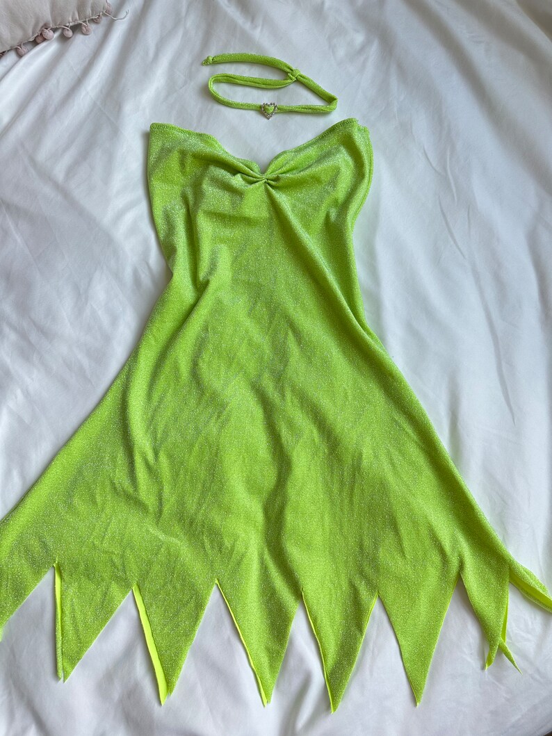 Tinkerbell Adult Fairy Costume Sparkly Green Tinkerbell Dress Halloween ...
