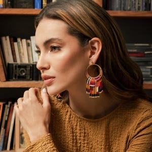 Beaded Handwoven Painted Desert Fringe Earrings - Etsy