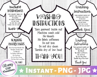 T-shirt Care Cards Tshirt Washing Instructions Instant | Etsy