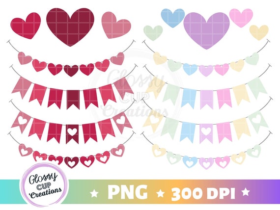 Heart Banner Clipart Transparent Background PNG Printable | Etsy