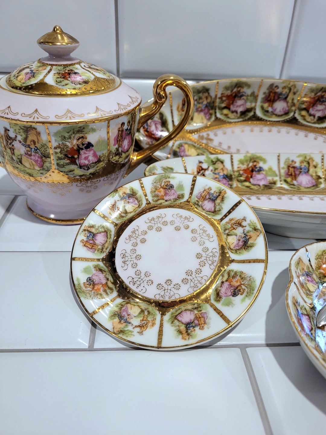 Amazing Pink and Gold Condiments Set by Arnart Creations Japan ...