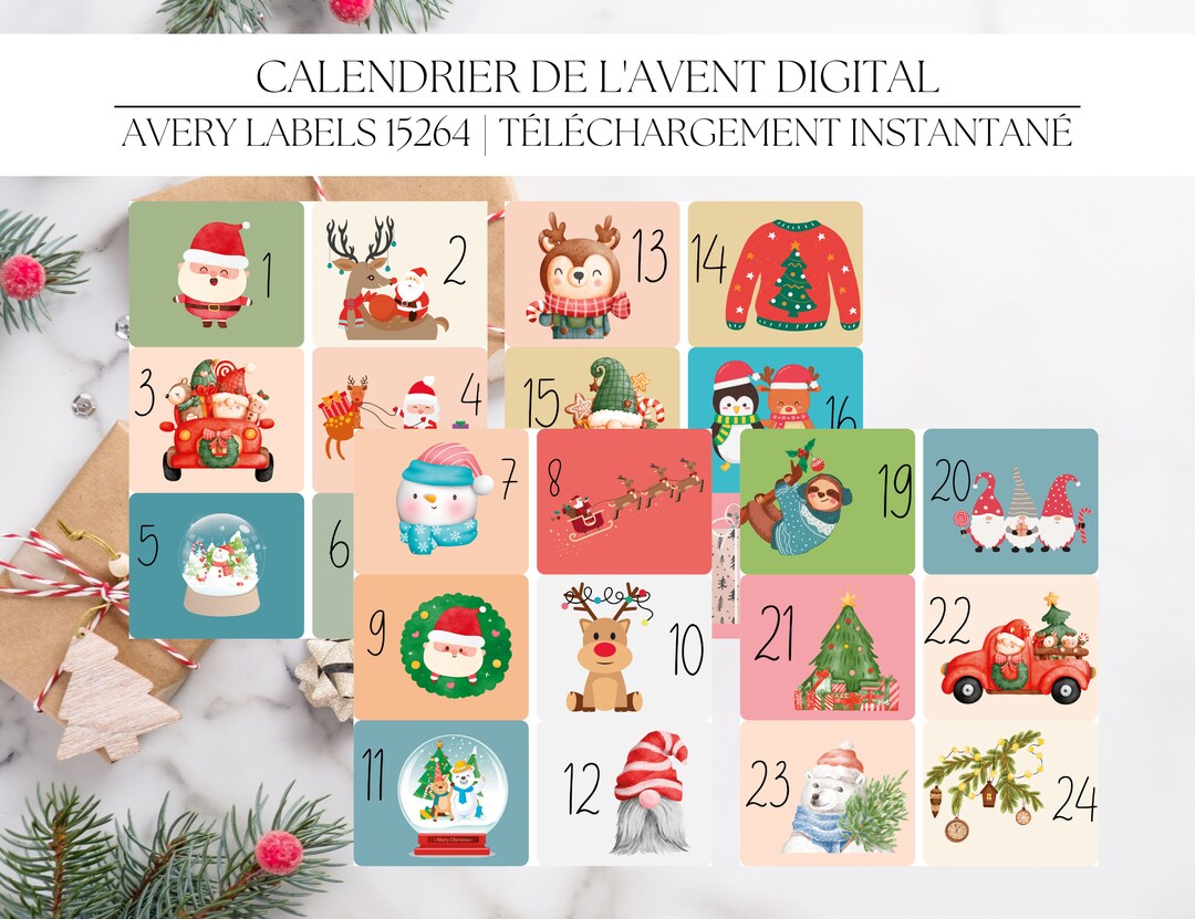 Advent Calendar Labels | Surprise Gift Tags | Avery Labels 15264 - Etsy