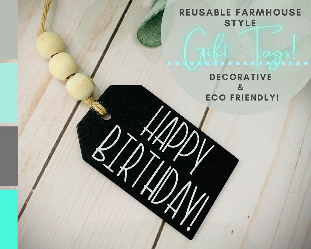 Reusable Happy Birthday Rustic Farmhouse Chalkboard Gift Tags - Etsy