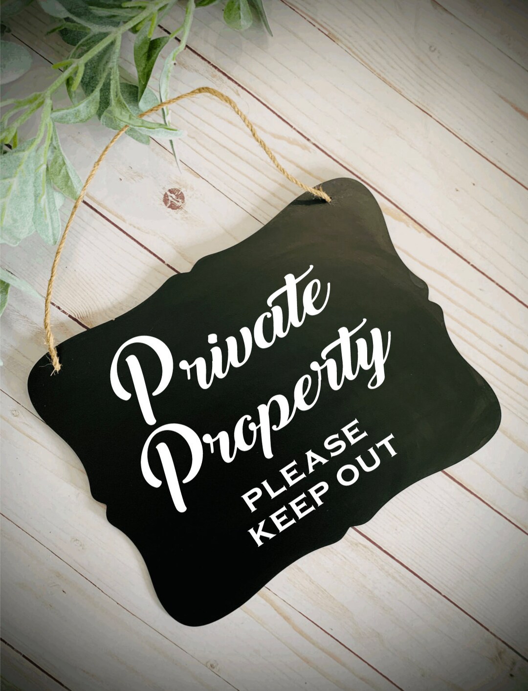 Private Property Please Keep Out, 8x10 Chalkboard Sign With Jute Twine ...