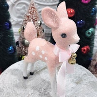 Pink Deer, Laying Deer, Shabby Chic Holiday - Etsy