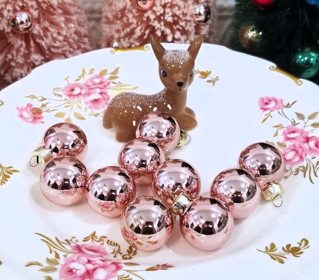 10 Pastel Pink Miniature Shiny Glass Christmas Ornaments Shabby - Etsy
