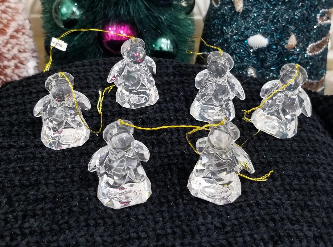 6 Vintage Acrylic Miniature Faceted Angel Christmas Ornaments - Etsy