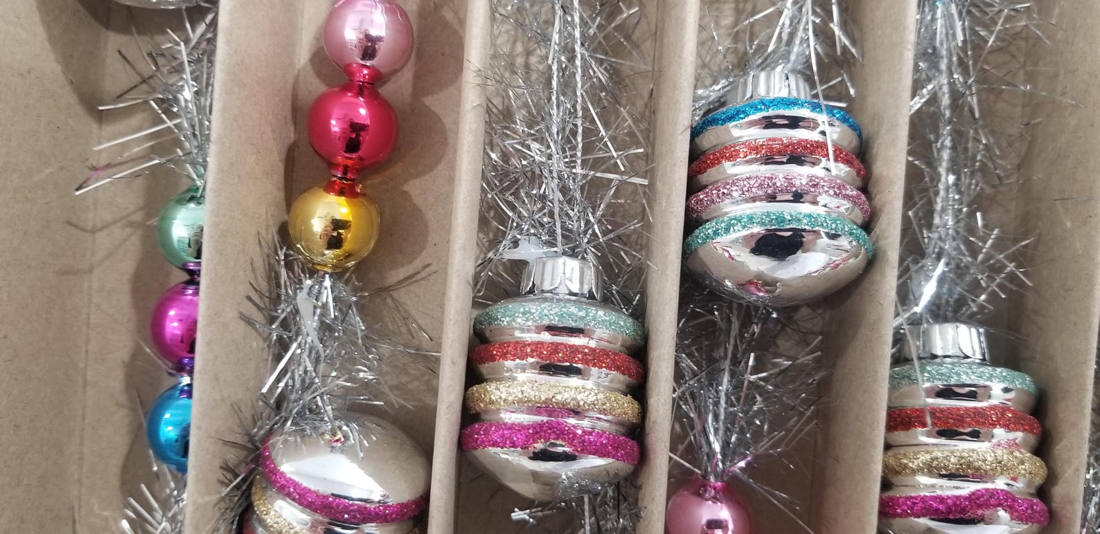 Shiny Brite Tinsel Garland Beaded Lanterns Atomic Mercury Glass ...