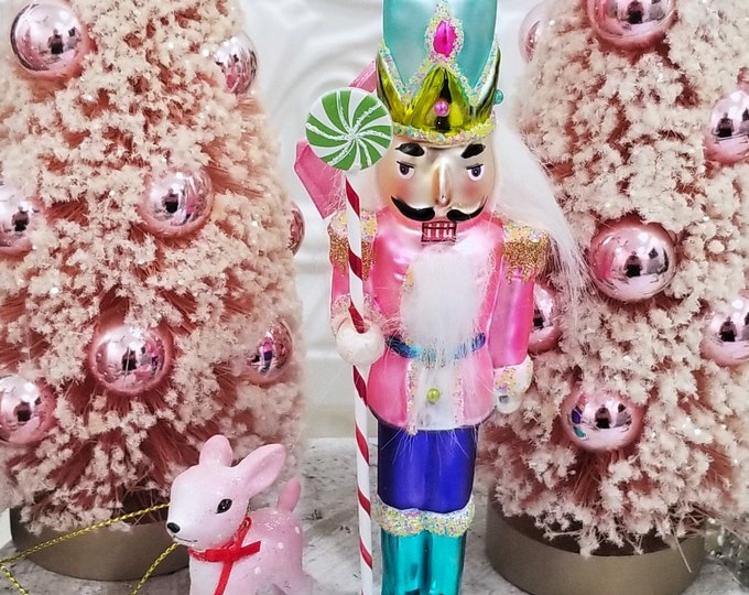 Blown Glass Pink Candy Nutcracker Soldier Christmas Ornament Candyland ...