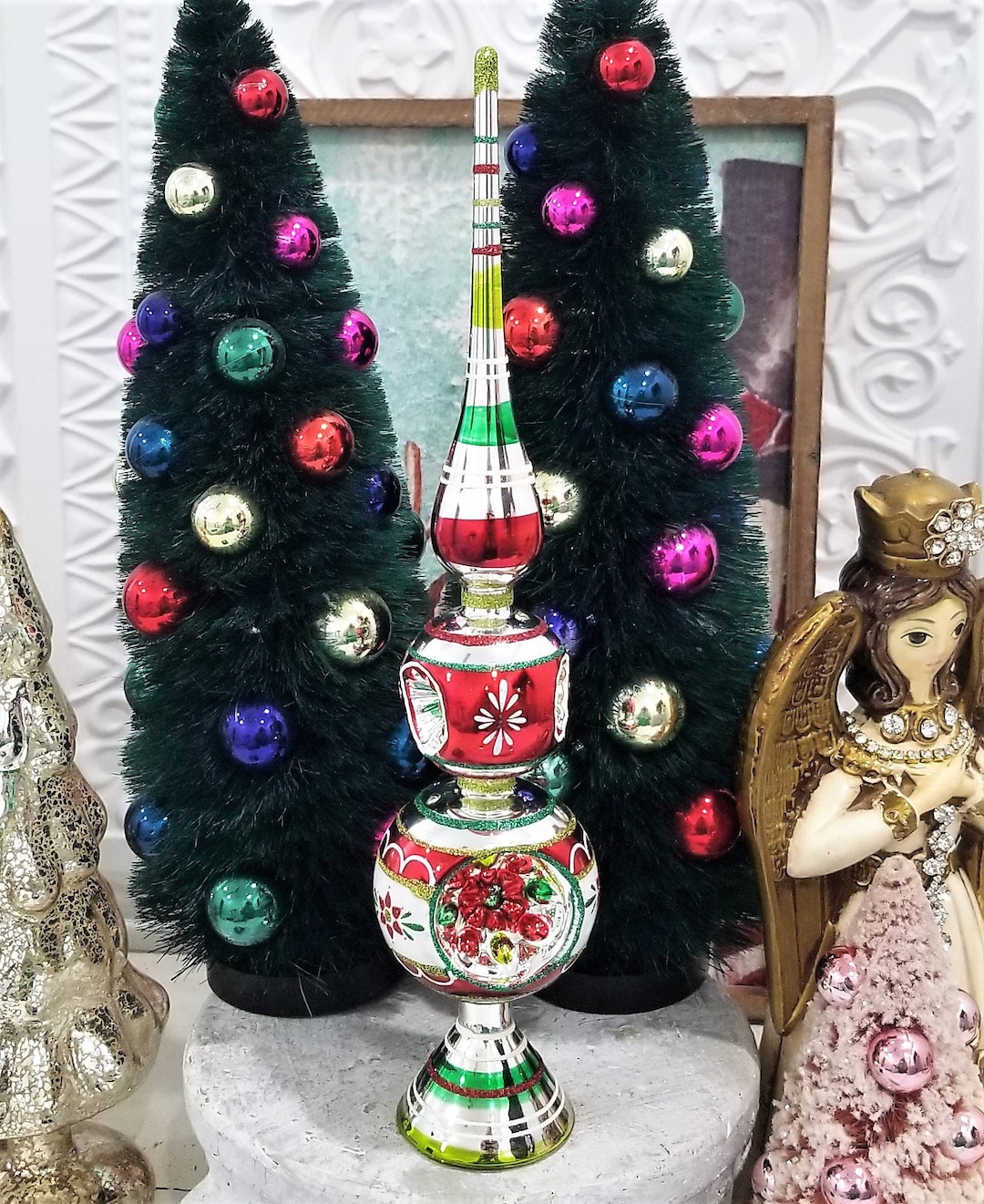 Shiny Brite Triple Indent Reflector Finial Tree Topper - Christopher ...