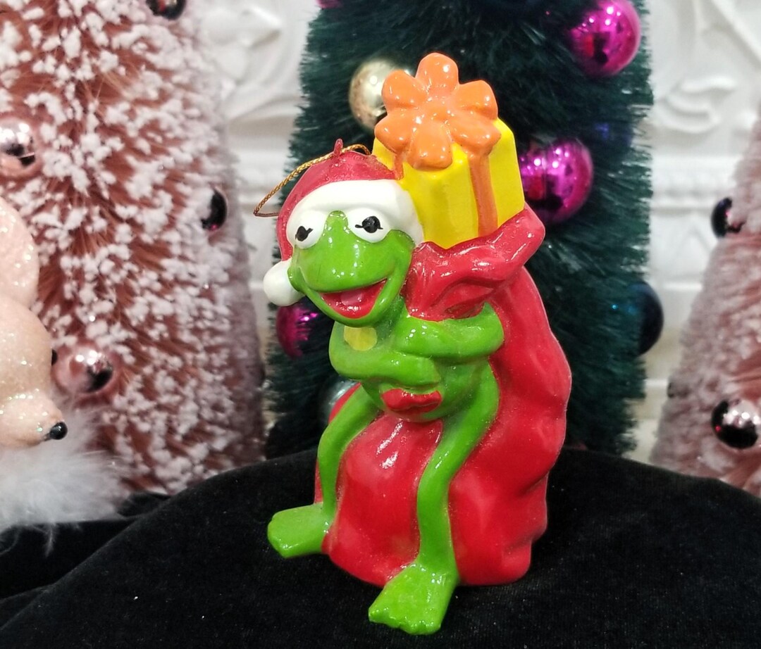 1991 Vintage Kermit Christmas Ornament Bag of Gifts Jim Henson Muppets ...